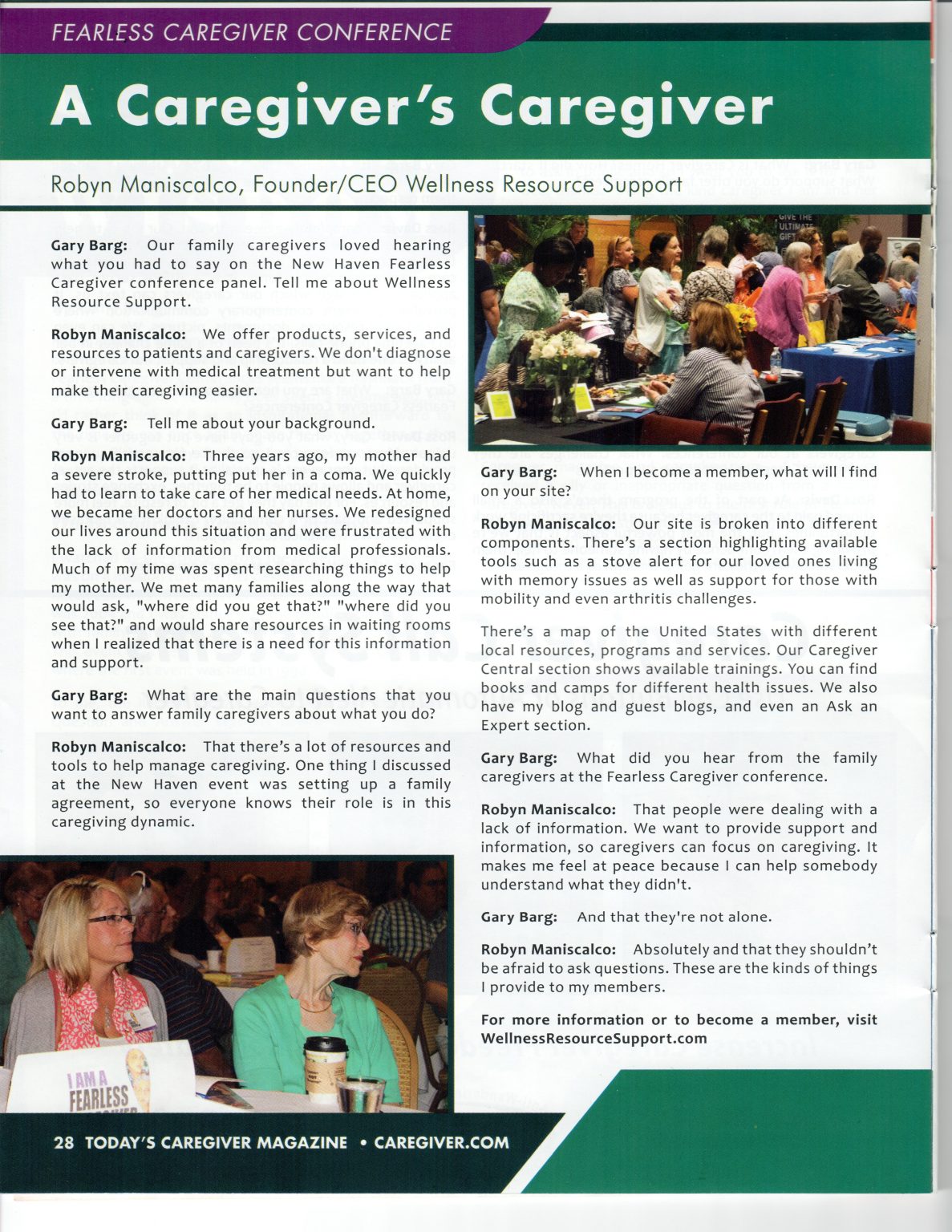 Today’s Caregiver Magazine – Wellness Resource Support